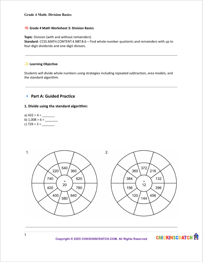 Grade 4 Math Division Basics Worksheets
